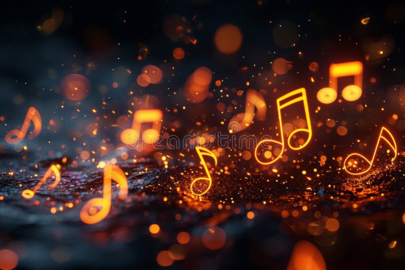 A Bunch of Musical Notes and Music Symbols are Glowing, Stock ...