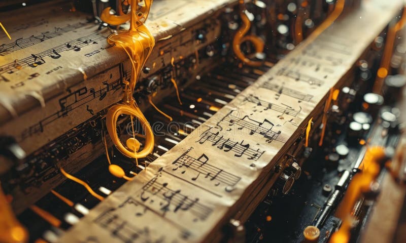 Bunch Musical Notes on Table Stock Illustration - Illustration of ...