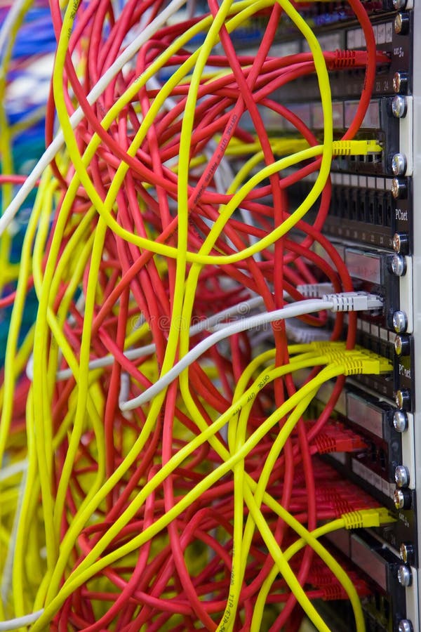 A Bunch of Network Cables in a Data Center Stock Image - Image of ...