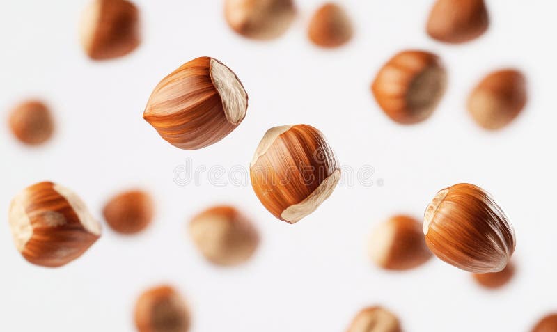 A Bunch of Nuts are Flying through the Air Stock Photo - Image of bunch ...