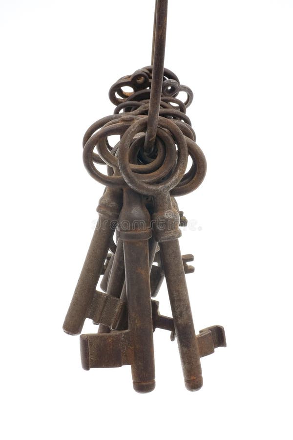 Bunch of Old Keys Isolated on White Background Stock Image - Image of ...