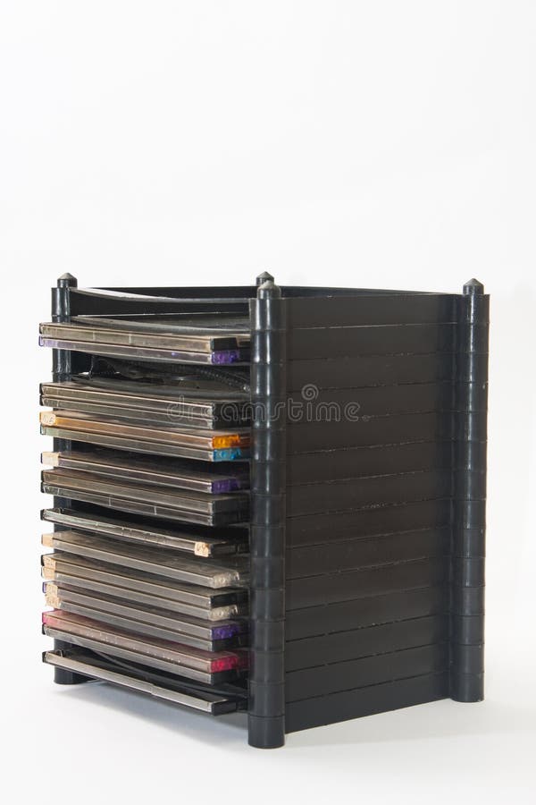 Bunch of Old Compact Discs in Plastic Shelf Stock Photo - Image of disc ...