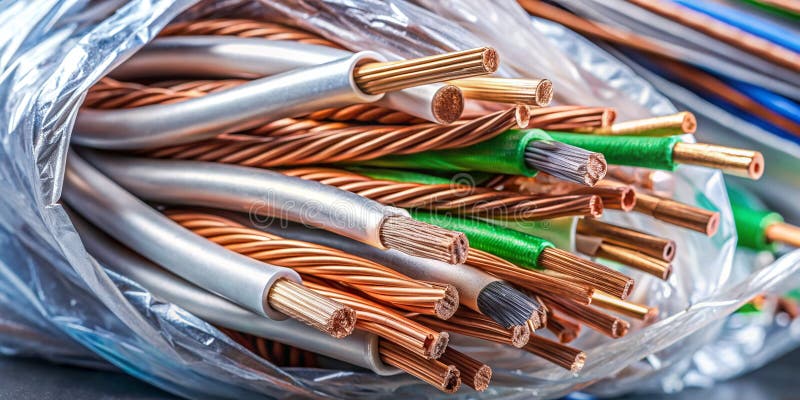 A Bunch of Old Copper Cables in a Plastic Sheath Front View Creative AI ...