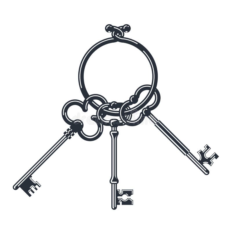 Bunch of Old Keys, Antique Key on Ring for Vintage Locks Stock Vector ...
