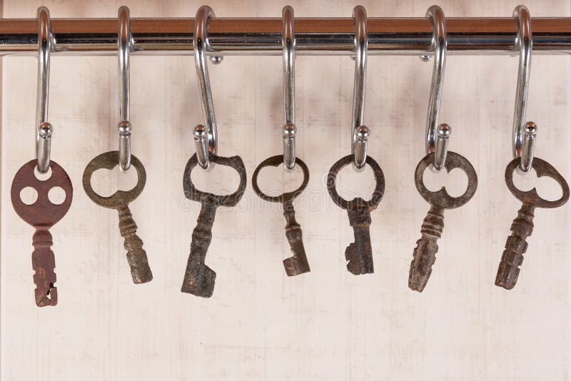 Bunch of Old Keys Hanging on Wall Stock Image - Image of lock ...