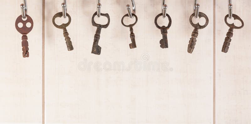 Bunch of Old Keys Hanging on Wall Stock Image - Image of antique ...