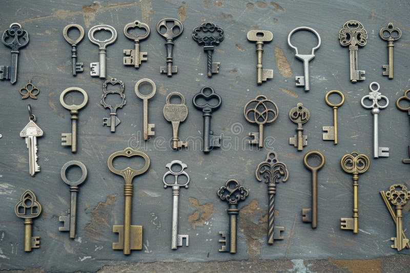 A Bunch of Old Keys on a Table, Suitable for Various Themes Stock Image ...
