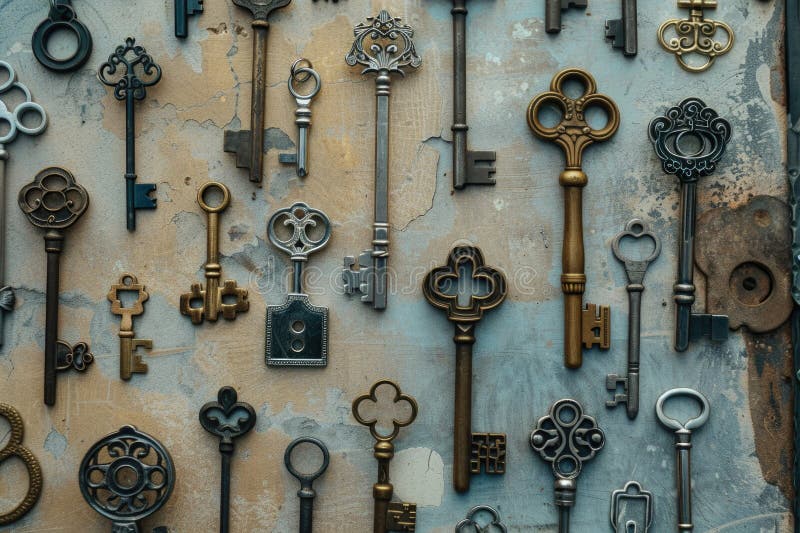 A Bunch of Old Keys on a Wall, Perfect for Vintage and Antique Concepts ...