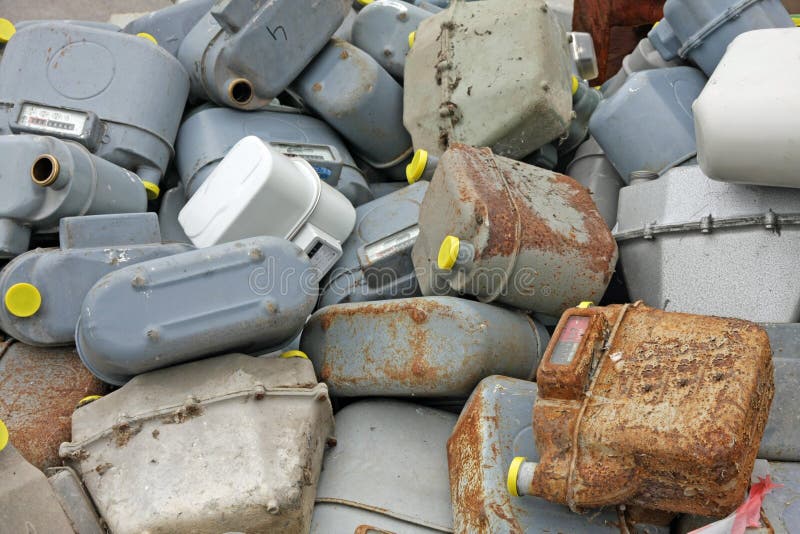 Bunch of Old Rusty Counters To Measure Gas Stock Photo - Image of meter ...