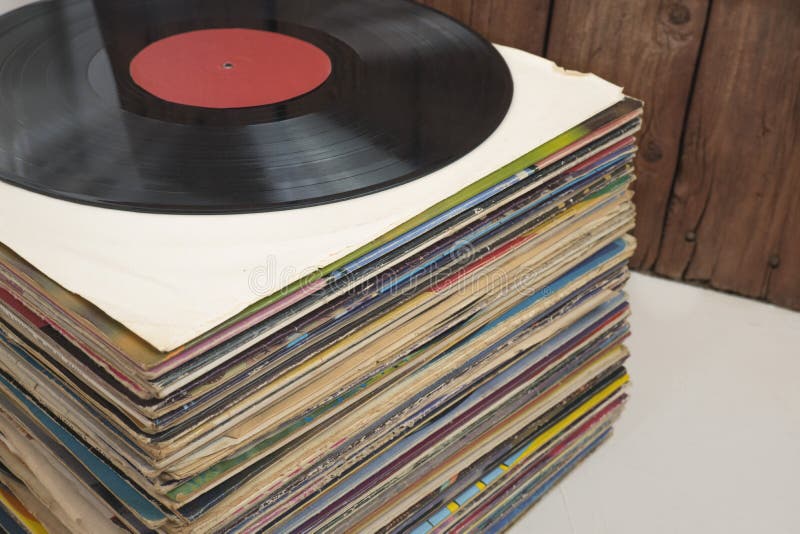 A Bunch of Old Vinyl Records. Retro Music Recording Stock Image - Image ...