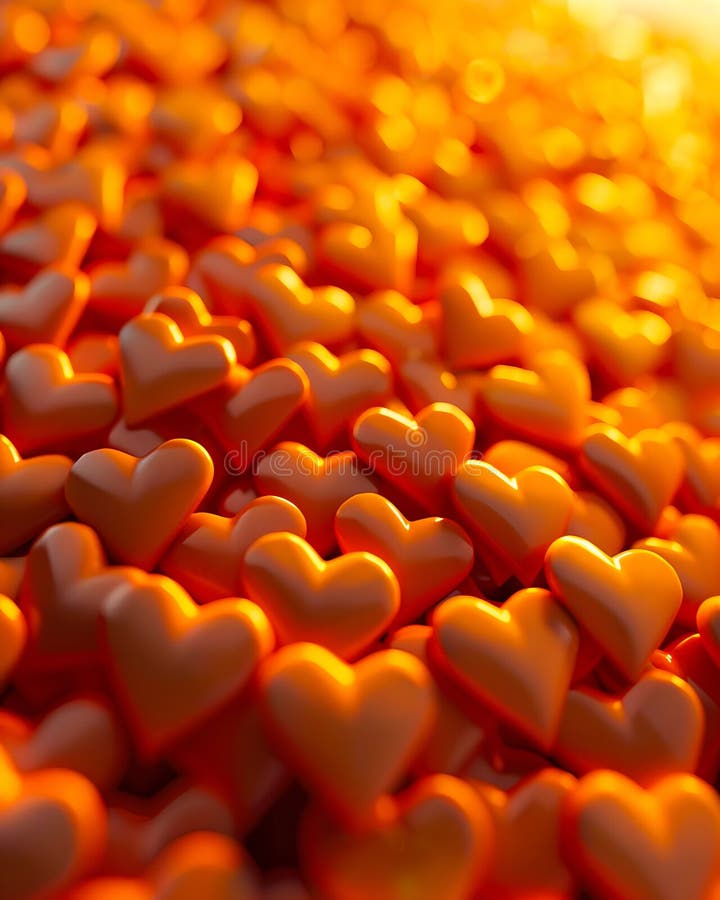 A Bunch of Orange Hearts that are in the Middle of a Pile Stock Photo ...