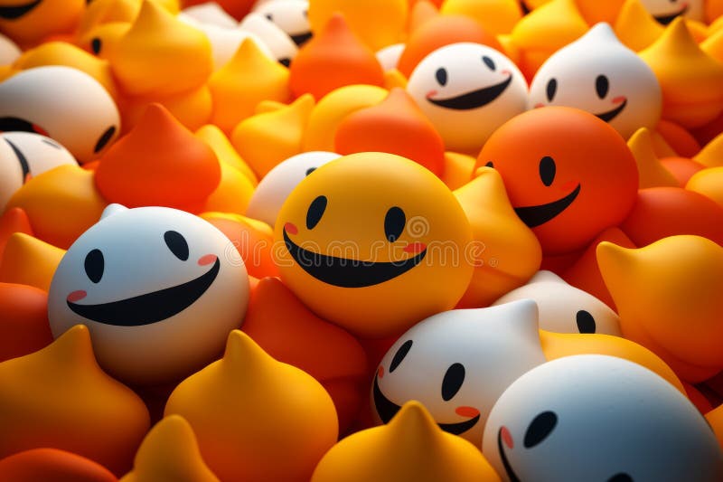 A Bunch of Orange and Yellow Smiley Faces Stock Illustration ...