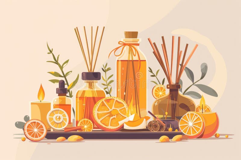 A Bunch of Oranges and Candles Arranged on a Table. Perfect for Adding ...