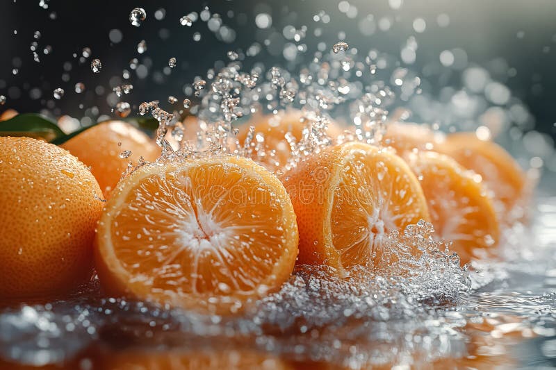 Bunch of Oranges are Falling into a Pool of Water Stock Image - Image ...