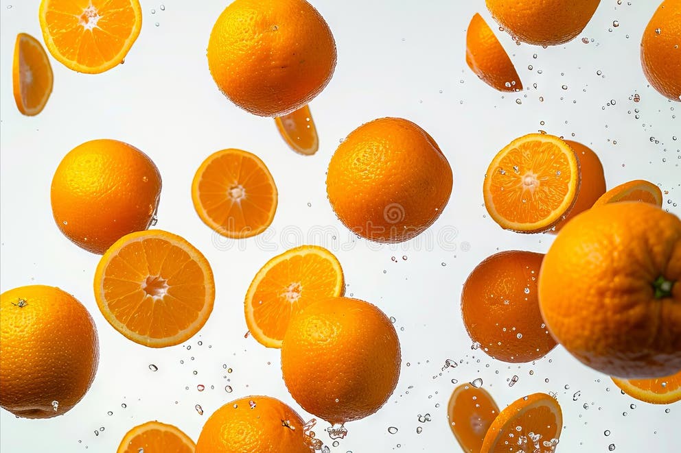 A Bunch of Oranges Falling into Water Stock Image - Image of oranges ...