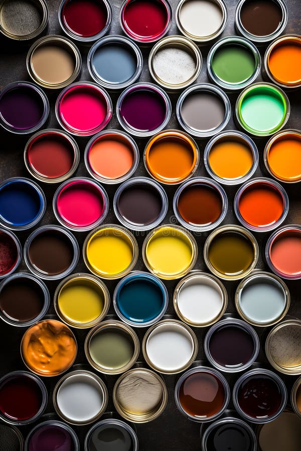 Bunch of Paint Cans with Different Colors of Paint in Them. Generative ...