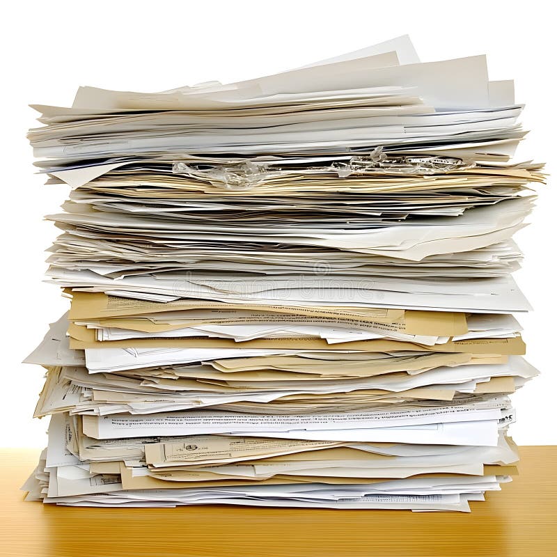 A Bunch of Paper Documents. Paperwork Mess on a Desk Stock Illustration ...