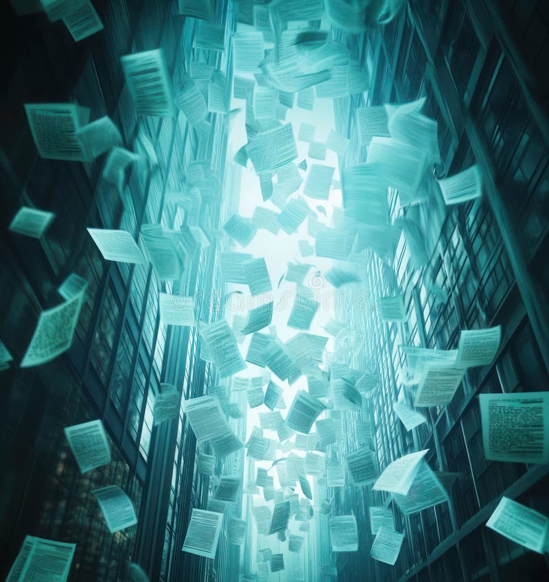 A Bunch of Papers are Flying through the Air Stock Illustration ...