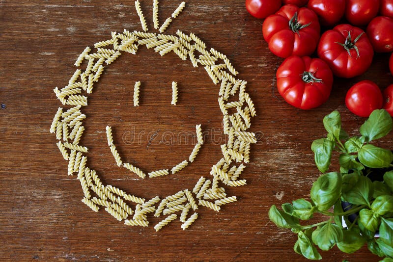 A Bunch of Pasta Forming Happy Face Stock Image - Image of funny, plane ...
