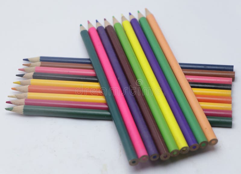 A Bunch of Pencil Colors with White Background Stock Image - Image of ...