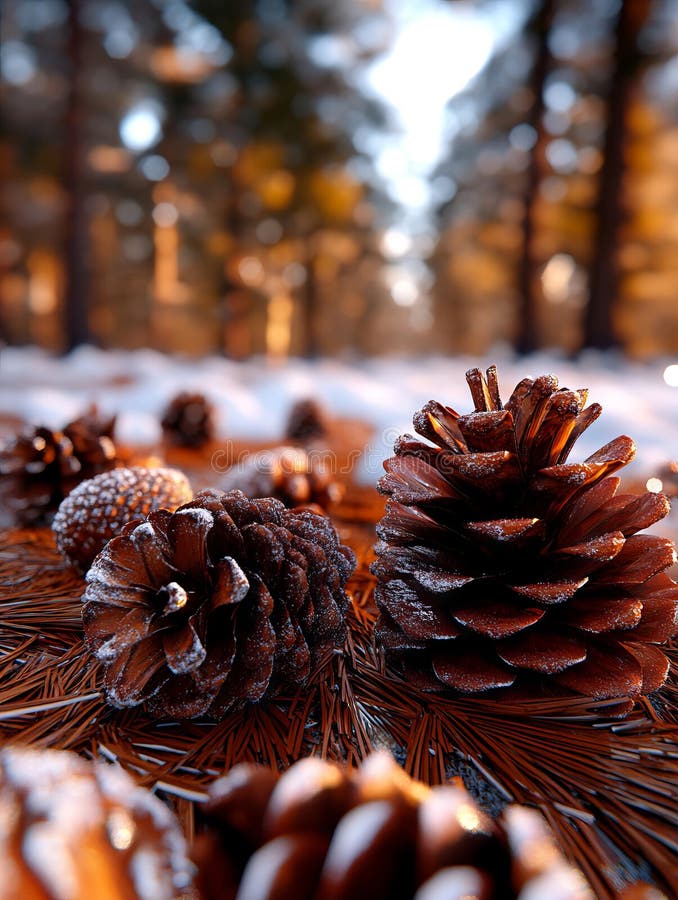 A Bunch of Pine Cones Sitting on Top of a Pine Tree Branch Stock Photo ...