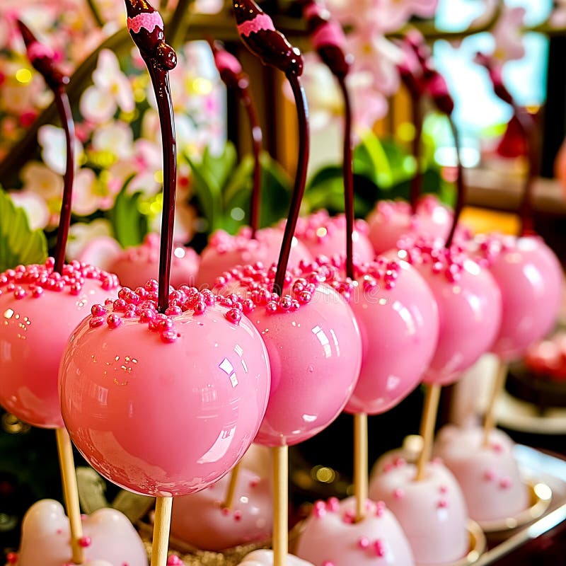 A Bunch of Pink Apples Sitting on Top of a Table Stock Photo - Image of ...