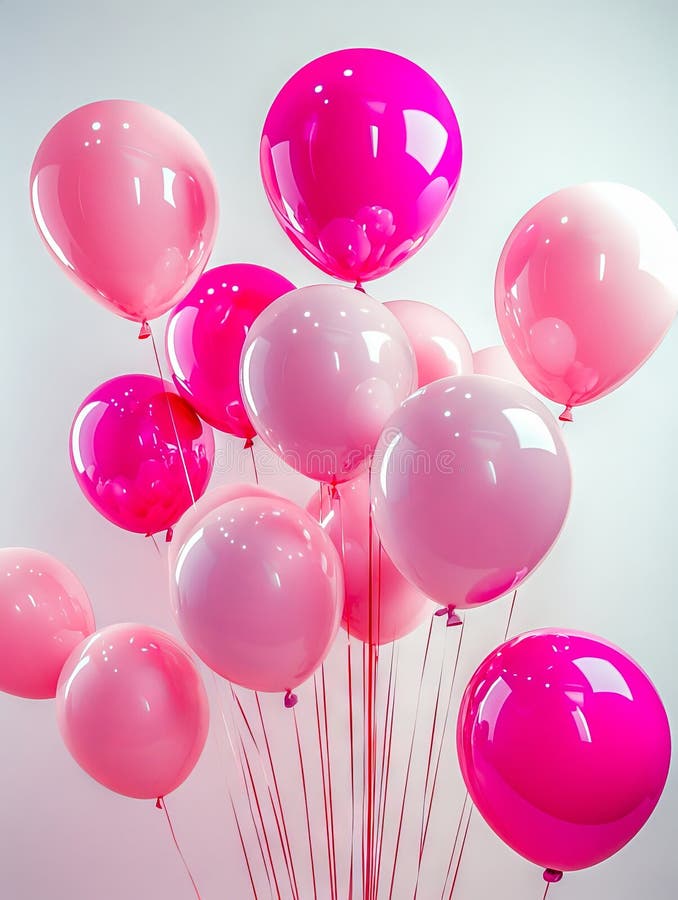 A Bunch of Pink Balloons Floating in the Air Stock Image - Image of ...