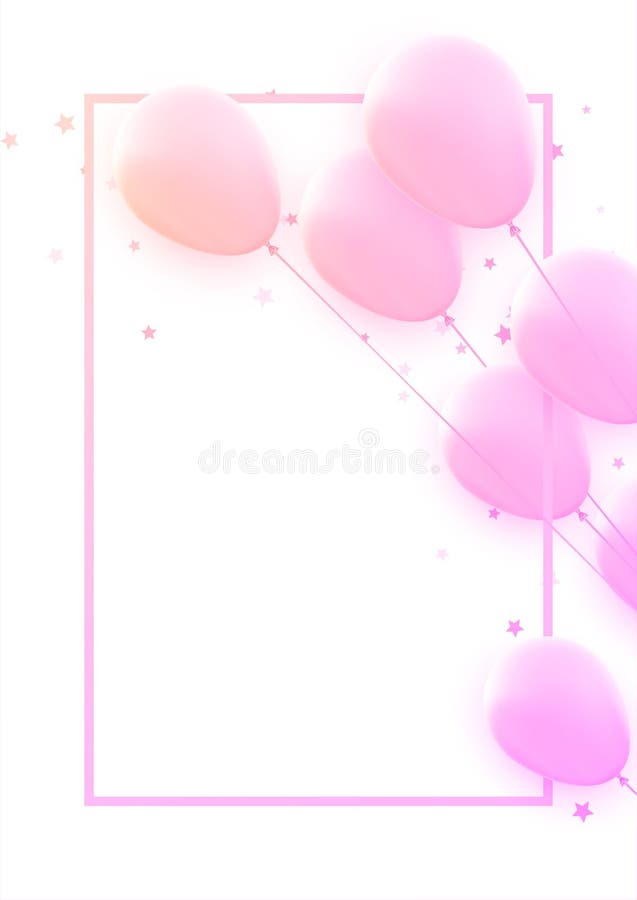 Bunch of Pink Balloons with Square Frame Stock Vector - Illustration of ...