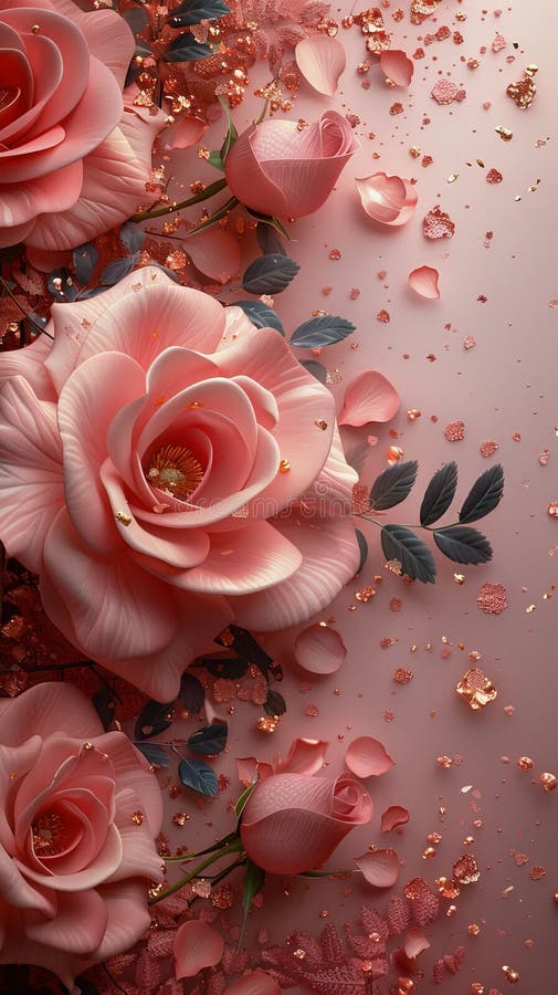 Bunch of Pink Roses on Pink Background Stock Image - Image of bouquet ...