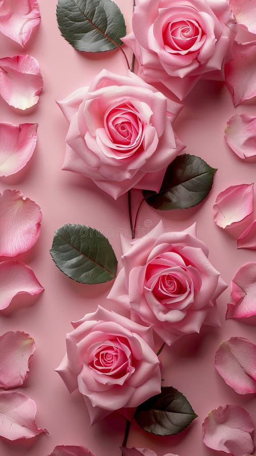 Bunch of Pink Roses on Pink Background Stock Image - Image of soft ...