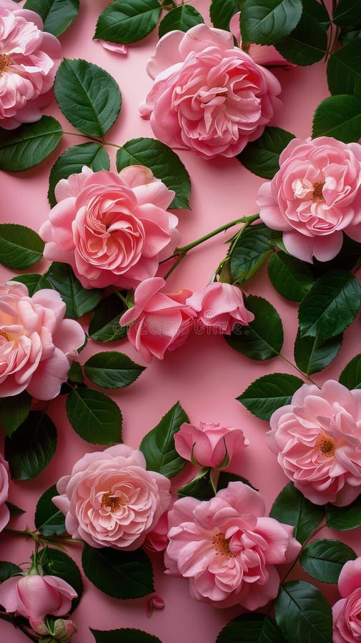 Bunch of Pink Roses on Pink Background Stock Photo - Image of pink ...