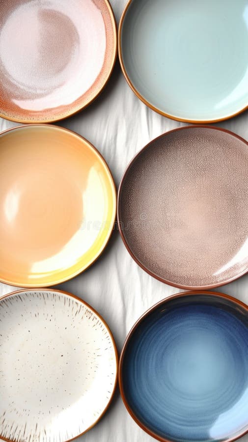 A Bunch of Plates Sitting on Top of a Table Stock Photo - Image of ...