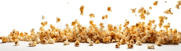 A Bunch of Popcorn Kernels Flying in the Airon White Background Wde ...
