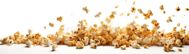 A Bunch of Popcorn Kernels Flying in the Airon White Background Wde ...
