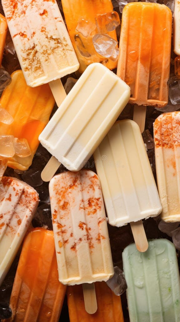 A Bunch of Popsicles with Different Colors on Them, AI Stock Image ...