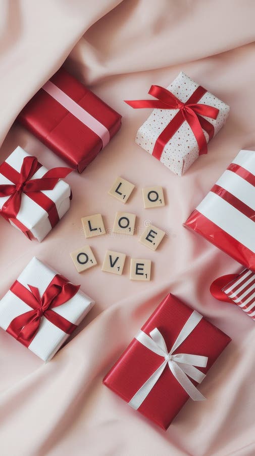 Bunch of Presents with Red Bows and White Bows Stock Illustration ...