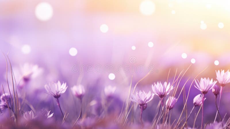 A Bunch of Purple Flowers in a Field, Header, Footer, Panoramic Banner ...