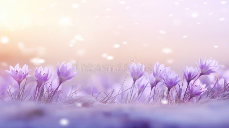 A Bunch of Purple Flowers in the Snow, Header, Footer, Panoramic Banner ...