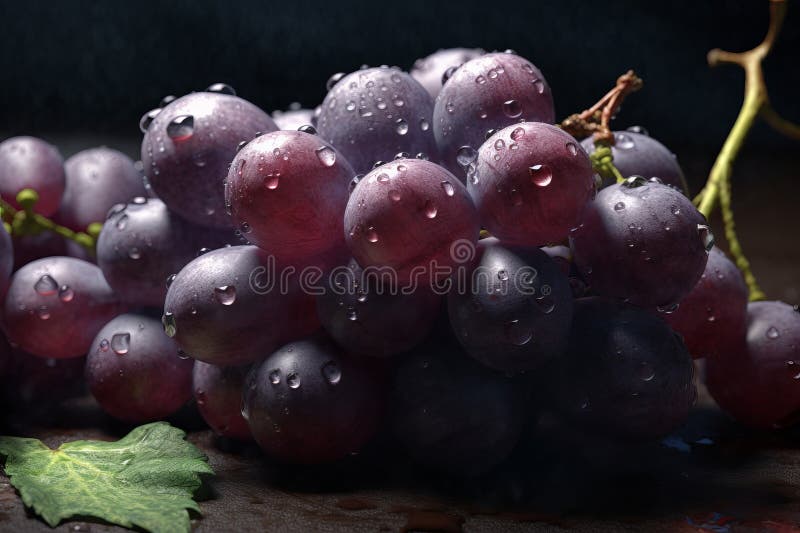 Bunch of Purple Grapes on Wood from Generative Ai Stock Illustration ...