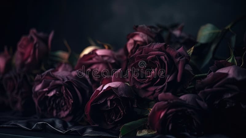 A Bunch of Purple Roses Sitting on Top of a Table Stock Illustration ...