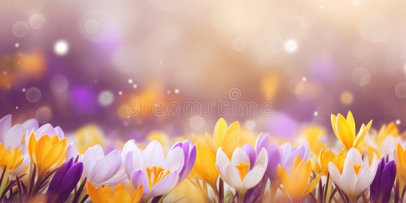 A Bunch of Purple and Yellow Flowers in a Field, Header, Footer ...