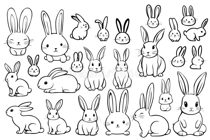 A Bunch of Rabbits in Various Poses and Positions Stock Vector ...