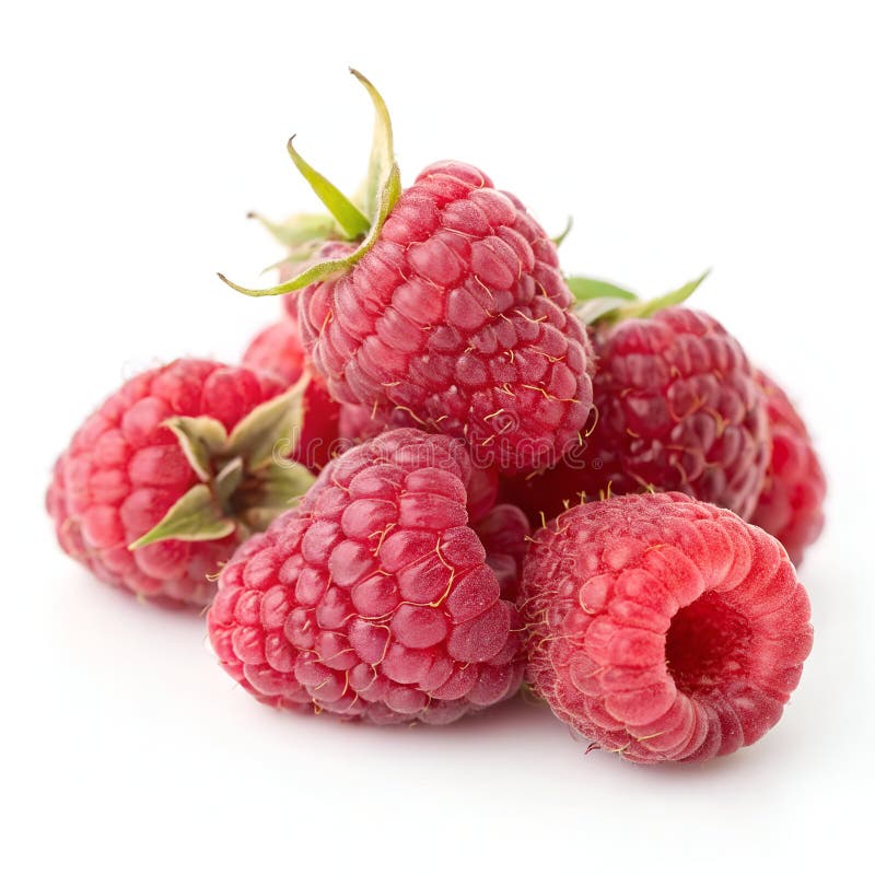 Bunch of Raspberries Isolated on White Background Stock Illustration ...