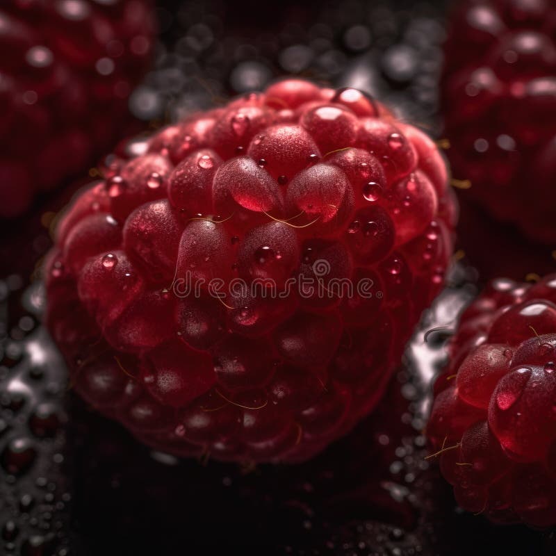 A Bunch of Raspberries with Water Droplets on Them are Shown in this ...