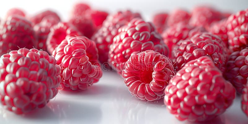 A Bunch of Raspberries on a White Surface Stock Illustration ...
