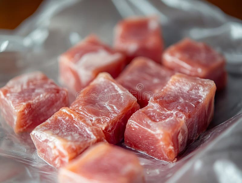 A Bunch of Raw Meat Sitting on Top of a Plastic Bag Stock Image - Image ...