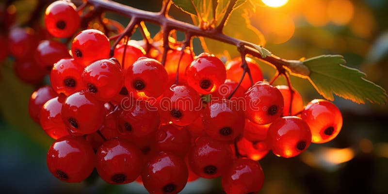 A Bunch of Red Berries Hanging from a Tree. Generative AI Image. Stock ...