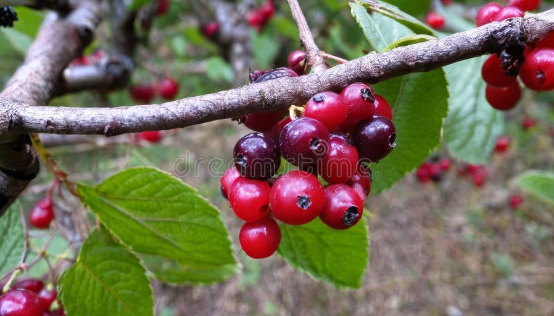 A Bunch of Red Berries on a Tree Branch Stock Illustration ...