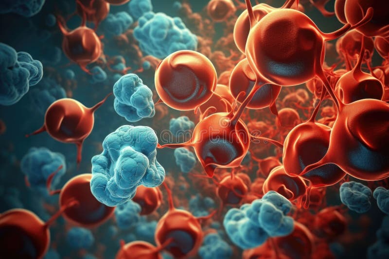 A Bunch of Red and Blue Cells Stock Illustration - Illustration of aids ...