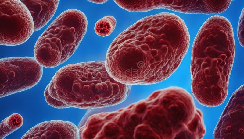 A Bunch of Red Cells with a Blue Background Stock Illustration ...